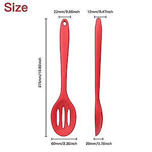MJIYA Silicone Slotted Serving Spoon, Nonstick Mixing Spoon, Silicone Heat Resistant Kitchen Cooking Utensils Non-Stick Baking Tool Tongs ladle Gadget (Red)