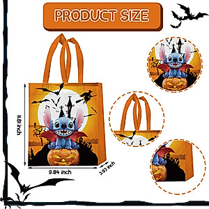 QICI Stitch Halloween Favor Bags 15 Packs, 11.8 x 9.8 x 3.9 Inches Large Size with Handle Stitch Halloween Tote Bags,Reusable Non-Woven Gift Bags for Stitch Halloween Party Decorations