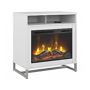 Office by kathy ireland Method Floor Standing Electric Indoor Fireplace with Shelf, 32-inch W, White (KI70209FRK)