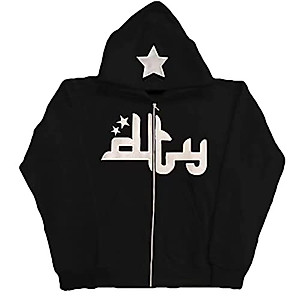 FantasyGears Y2K Full Zip Up Hoodie Women Men Vintage Goth Emo Jacket Grunge Oversized Clothes Sweatshirts Streetwear