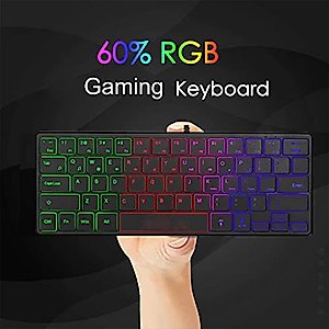 Mechanical Gaming Keyboard,MingSheng USB Wired 60% Compact Keyboard 64 Keys Small Portable Gaming Office Mute RGB Backlit Mechanical Keyboard for PC Gamers