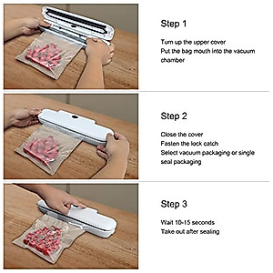 vabomn Vacuum Sealer-Food Vacuum Sealer for Food Saver， Airtight Food Storage ，Dry and wet food storage，with 10Pcs Seal Bags (white)