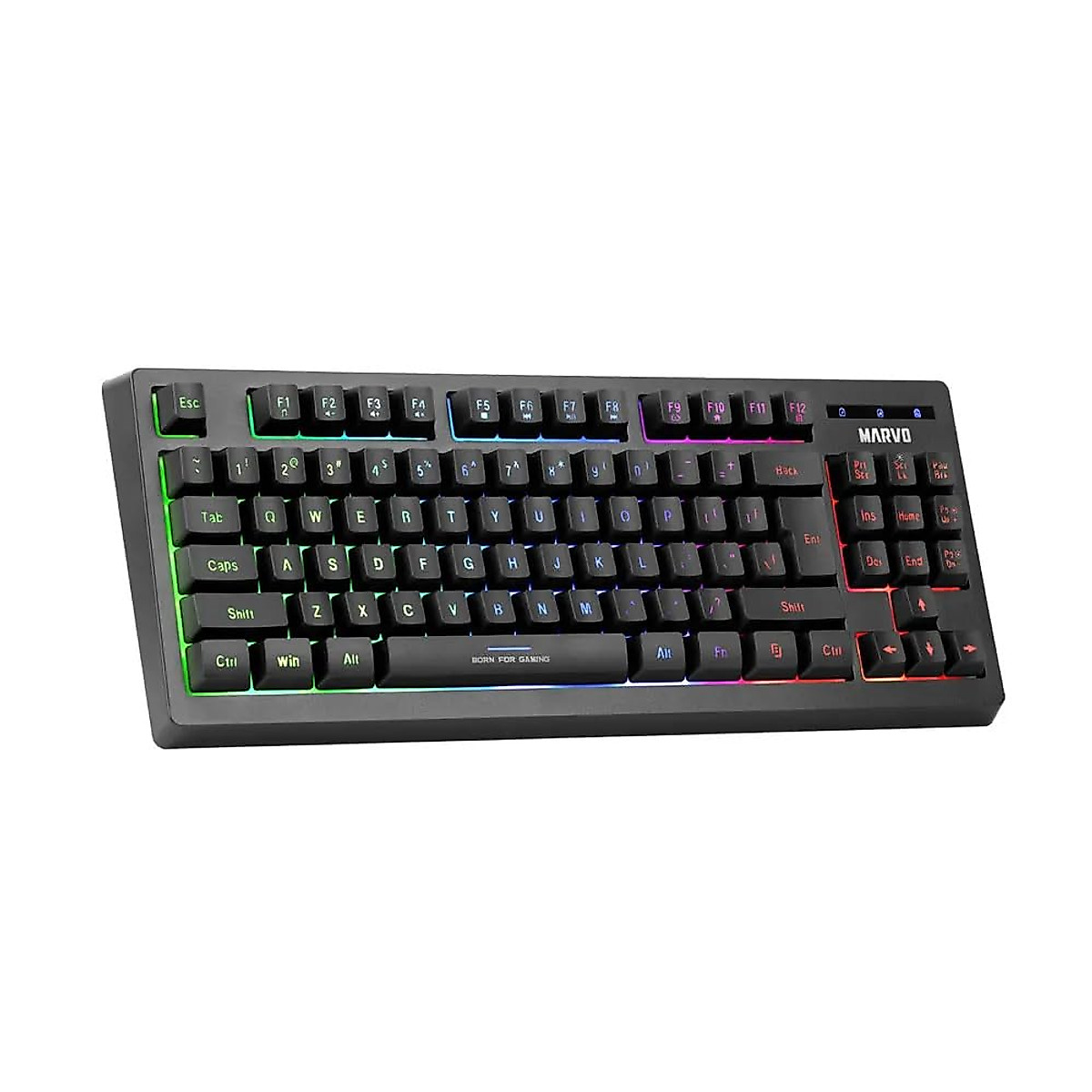 Marvo K607 Wired 87 Key, 3-Color LED Backlight, Full Anti Ghosting, Compact Design TKL Layout Membrane Gaming Keyboard_Black