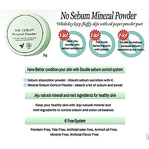 SoltreeBundle 2pcs No Sebum Mineral Powder 5g Korea Skincare with SoltreeBundle Oil Blotting Paper 50pcs