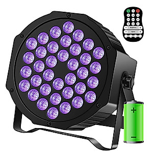 U`King Rechargeable Black Lights for Glow Party Halloween Battery Powered Portable Black Light DMX Sound Activated Control 36 LED UV Wireless Uplights for Glow in The Dark Parties DJ Disco Events Bar