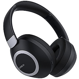 LORELEI B-C6 Wireless Over Ear Headphones, 50H Playtime Foldable Lightweight Bluetooth Headsets, Deep Bass, Built-in Microphone, Memory Foam Earmuff, for Travel, Home Office(Space Black)