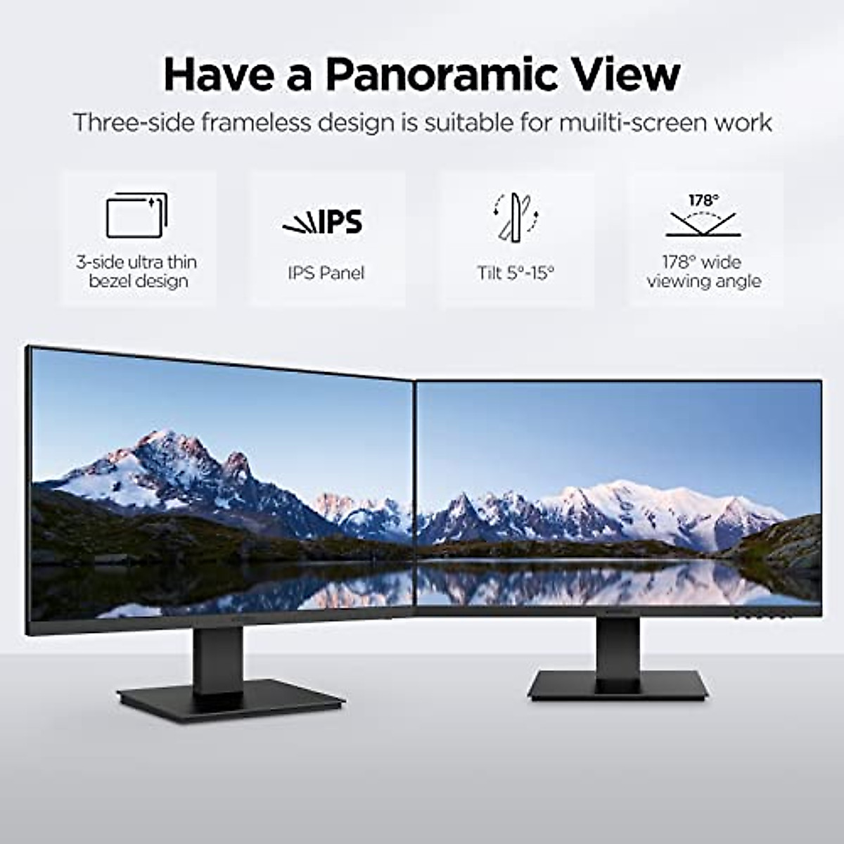 KOORUI 24 Inch Computer Monitor, FHD PC Monitors 1920 x 1080p IPS Display 75Hz, HDMI, VGA, 5ms Response Time, 75 x 75 mm VESA Mountable, Frameless