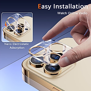 UniqueMe [3 Pack Compatible for iPhone 14 Pro Max/iPhone 14 Pro Camera Lens Protector,[Case Friendly][Scratch-Resistant] - Gold
