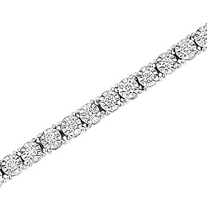 Haus of Brilliance .925 Sterling Silver 1.0 Cttw Lab Grown Diamond Illusion-Set Miracle Plate Tennis Bracelet (G-H Color, VS1-VS2 Clarity) - Size 7.25"