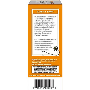 Zarbee's Naturals Children's Cough Syrup with Dark Honey, Natural Cherry Flavor, 4 Ounce Bottle