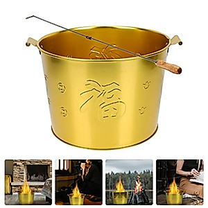 LIFKOME 55 Gallon Burn Drum Stainless Steel Burn Incinerator Cage Pit Chinese Fortune Treasure Basin Ash Bucket Money Burning Incinerator Bin for Garden Leaf Trash Yard Trash Cans Outdoor