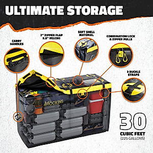 Mockins 30 Cu Ft Heavy Duty Trailer Hitch Cargo Carrier Bag | 60"x24"x36" Weatherproof Cargo Bag for Hitch Rack| Vinyl Vehicle Soft Shell Carriers w/Straps & Combo Lock | Waterproof Truck Bed Storage