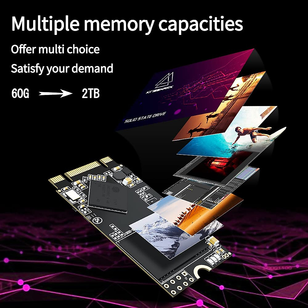 Kingshark M.2 2242 SSD 64GB Ngff Internal Solid State Drive High-Performance Hard Drive for Desktop Laptop SATA III 6Gb/s Includes SSD (64GB, M.2 224