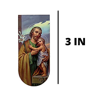 Foldable St Joseph The Protector Magnetic Bookmark for Men with Prayer on The Back, Religious Gifts for Catholic Fathers, 3 Inches