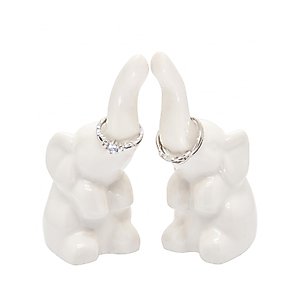 BARBIZON WAGON Elephant Ring Holder 2 Pack, White, Ceramic, Jewelry Storage