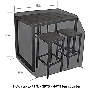 41 Inch Heavy Duty Outdoor Patio Bar Set Cover- Waterproof 420D Oxford Cloth Wicker Bar Set Cover Outdoor Patio Wicker Bar Table Furniture Cover for Patios Porches Gardens Backyards Outside Bar Set