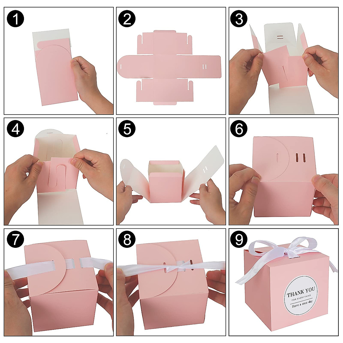 COTOPHER Pink Gift Boxes 4x4x4 inches 30 Pack Paper Gift Boxes with Lids for Gifts, Crafting, Wedding Party Favor, Cupcake Boxes, Bridesmaids Proposal Box,Small Gift Boxes with Ribbons and Stickers