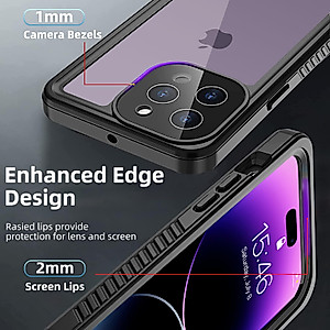 IUGOBI for iPhone 14 Pro Max Case Waterproof, Built-in Screen Protector Full Sealed Cover, Shockproof IP68 Waterproof Clear Case for iPhone 14 Pro Max 6.7 inch