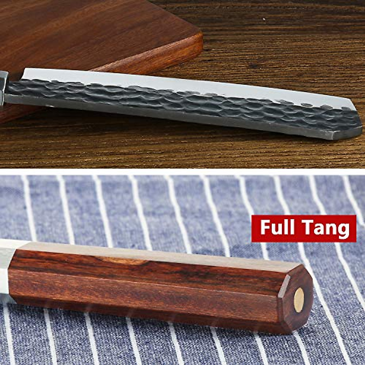 MSY BIGSUNNY 7.5 Inch Bone Chopper High Carbon Steel Heavy Duty Butcher Knife Full Tang Bone Cutter with Octagonal Handle, Multipurpose Use for Home