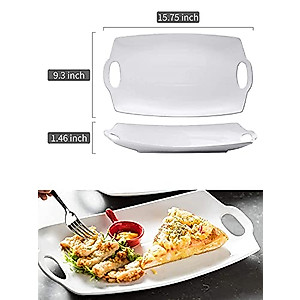 Serving Tray with Handle Exrta Large Porcelain Serving Platter Perfet for Display 16-Inch White