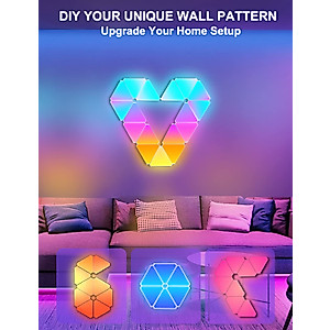 Triangle Lights LED Light Panels, Smart LED Wall Lights RGB Gaming Lights with Remote, Gaming Room Decor Work with Alexa Google Assistant,APP & Voice Control Music Sync for Bedroom/Streaming,9 Pack