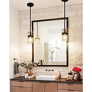 LMS Black Pendant Lights, Modern Industrial Pendant Lighting for Kitchen Island with Hammered Glass, LMS-172