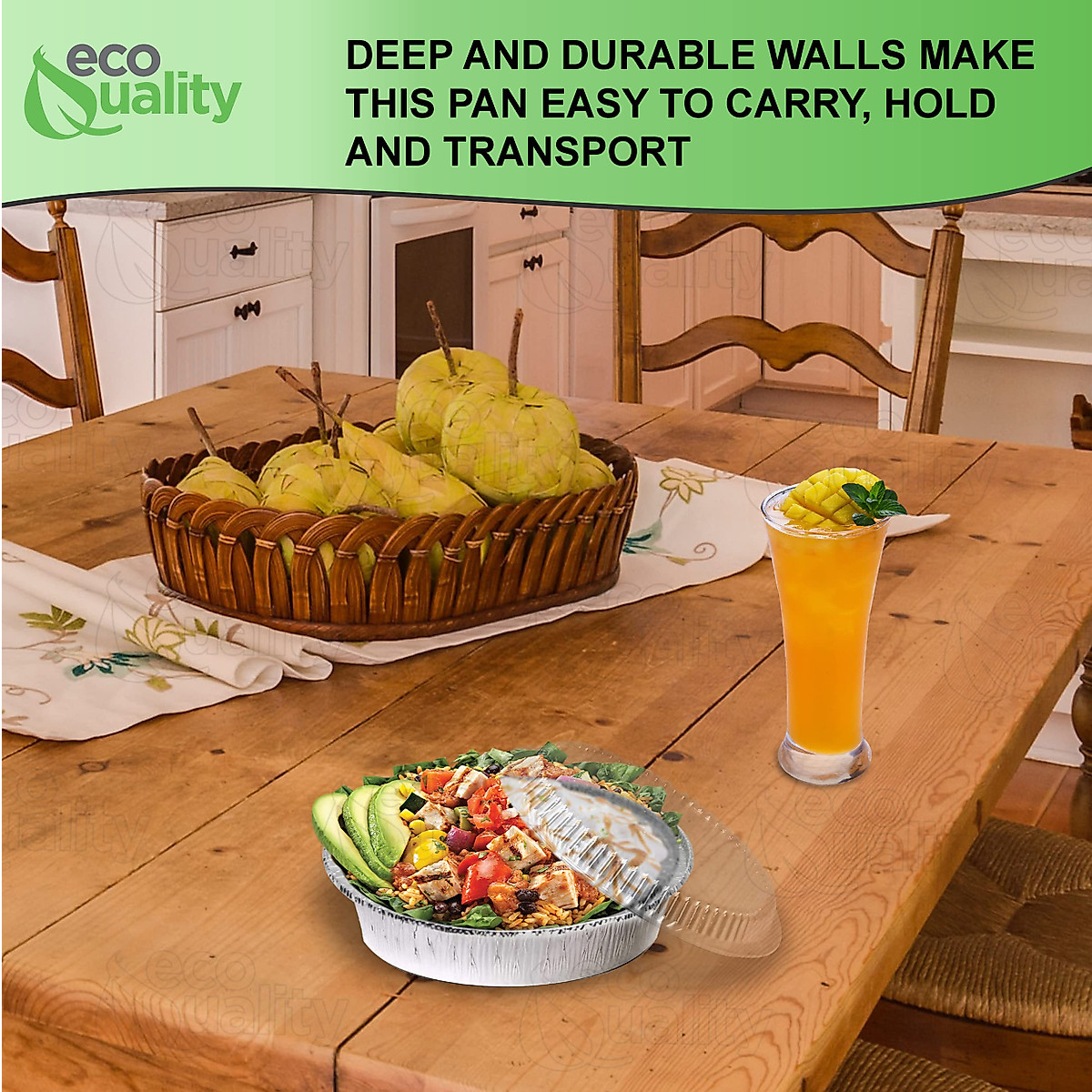 EcoQuality [50 Pack] - 6 Inch Disposable Round Aluminum Foil Take-Out Pans with Plastic Lids Set - Disposable Tin Containers, Perfect for Baking, Cooking, Catering, Cake Pans, Parties, Restaurants