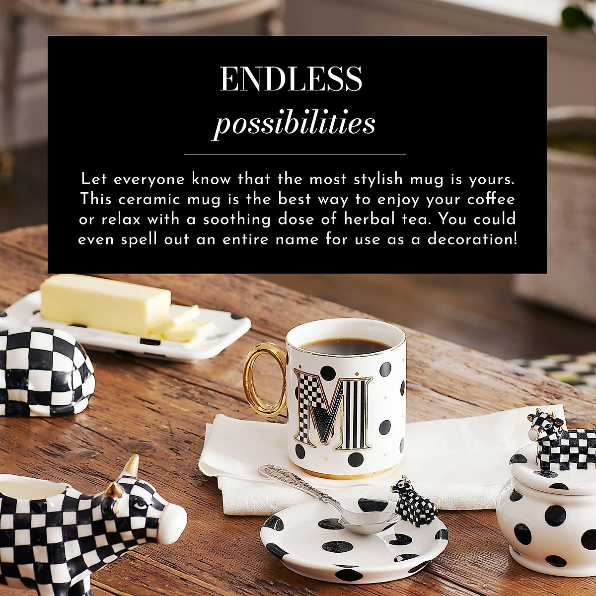 MACKENZIE-CHILDS My Mug, Decorative Ceramic Coffee Cup with Handle, J