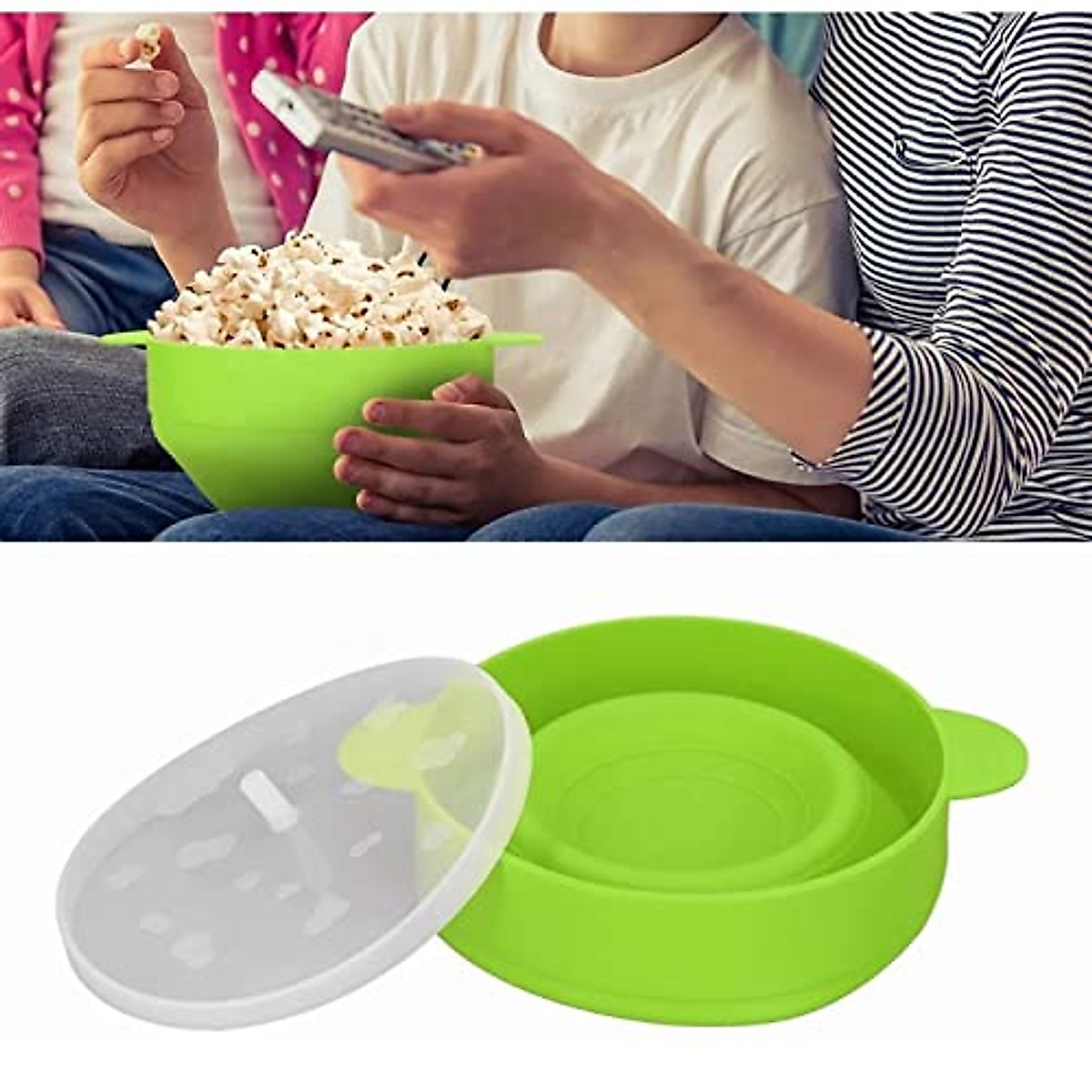 Microwave Silicone Popcorn Popper,Microwave Popcorn Popper, Collapsible Silicone Popcorn Maker Bowl with Handle Lid, High Temperature Resistant, Air Popcorn Maker, for Oven, Microwave Oven, micro
