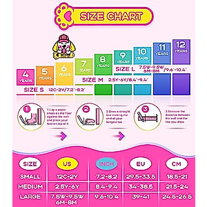 HYKID Paw Stars 4 Size Adjustable Roller Skates with Light Up Wheels,Safe for Girls Kids Toddler, Trimmable Insole Included (Small)