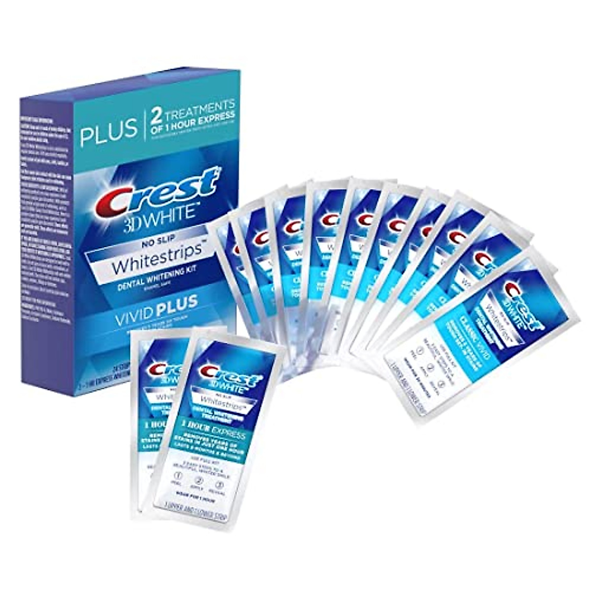 Crest 3D Whitestrips, Vivid Plus, Teeth Whitening Strip Kit, 24 Count (Pack of 1)