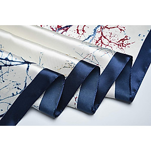 corciova 35 x 35 Large Bandana Women Satin Tie Square Headband Silk Like Hair Scarf Wrap Headscarf Prussian Blue Beige Trees