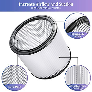 Gazeer 2Pack Replacement Cartridge Filter Compatible with Shop-Vac Shop Vac 90304, 90350, 90333,903-04-00, 9030400,fits most 5 Gallon and above Wet/Dry Vacuum Cleaners.