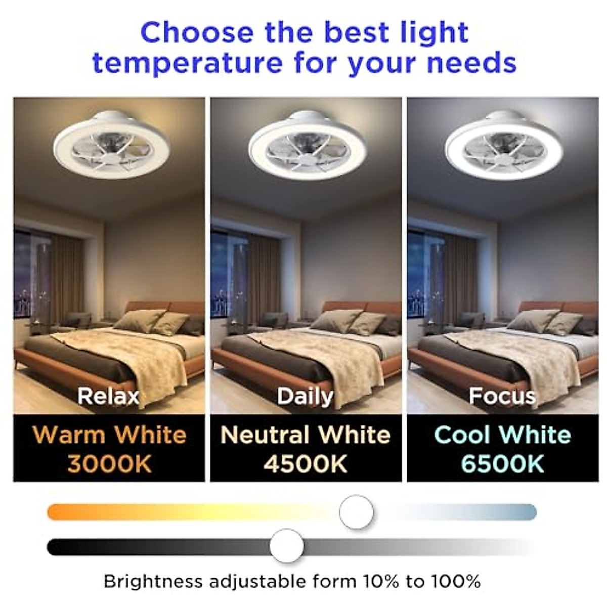 ocioc Low Profile Ceiling Fans with Lights,18 in Smart Ceiling Fans with Alexa/Google Assistant/App Control Color Changing LED-RGB Back Ambient Light for Bedroom