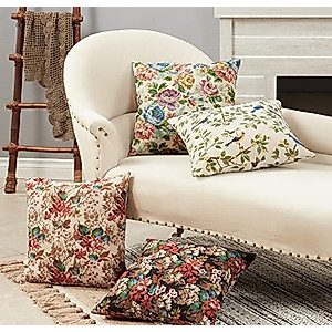 SARO LIFESTYLE Jacquard Bird Throw Pillow with Poly Filling, Multi, 18"