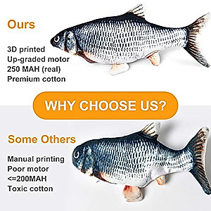 Backagin Fish Cat Toys 11" 2022 Upgraded, Realistic Dancing Fish Cat Chew Toy, Moving Fish Cat Kicker Toy, Fish Cat Toys, Catnip Toys Dog Toys, Kitten Toys, Chargeable