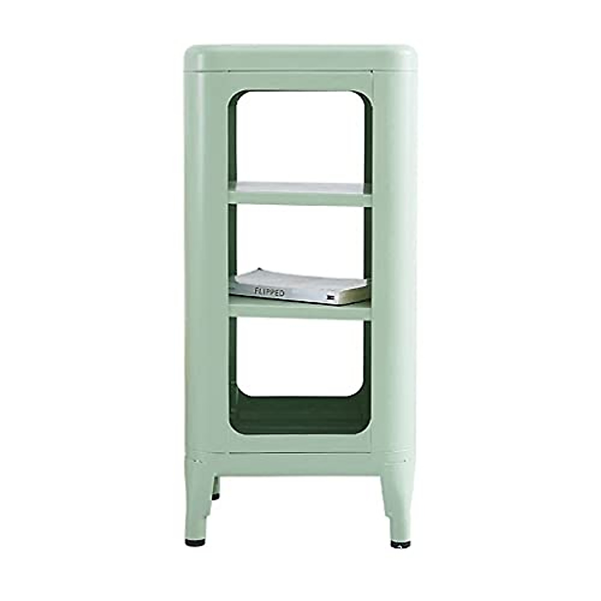 Storage Newspaper Baskets Magazine Rack Bedroom Bedside Table Living Room Bay Window Bedside Cabinet Wrought Iron Rack (Color : Green, Size : 292965cm)
