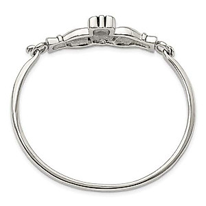 Stainless Steel 18mm Hinged Claddagh Heart Celtic Bangle Bracelet - Irish Jewelry - Vintage Celtic Stackable Bangle Bracelet - St Patrick's Day Gift for Women