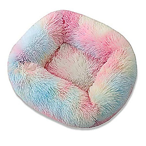 Bed M Size Warm Winter Square Super Soft Sleeping Dog Bed Long Plush Washable Cat Mat Basket Puppy House 1Pcs Rainbow Colors