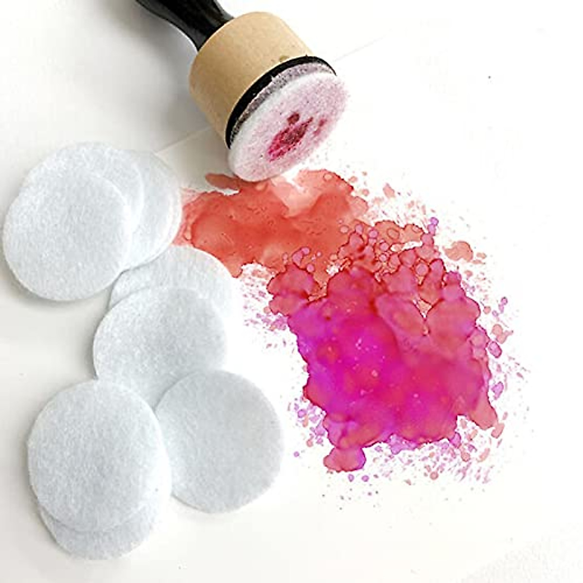 Briartw Alcohol Ink Blower Applicator Tool Set, Include 1 Round Blending Tool,1 Air Blower Mini Ink Blower,50 Felts Replacement Foams Mini Blending Tool for Card Making Embossing Painting Rendering