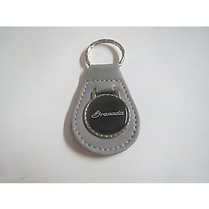 1975 1976 1977 1978 1979 1980 1981 1982 GRANADA SCRIPT LOGO LEATHER KEYCHAIN - GREY