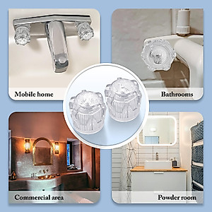 LIBERAQUAR Shower Knob Replacement, Compatible with Phoenix Mobile Home Sink Tub Shower, Acrylic Bathtub Knobs Parts, Clear Faucet Handles with 17pt Spline Point Broach Center Hole(1 Pair)