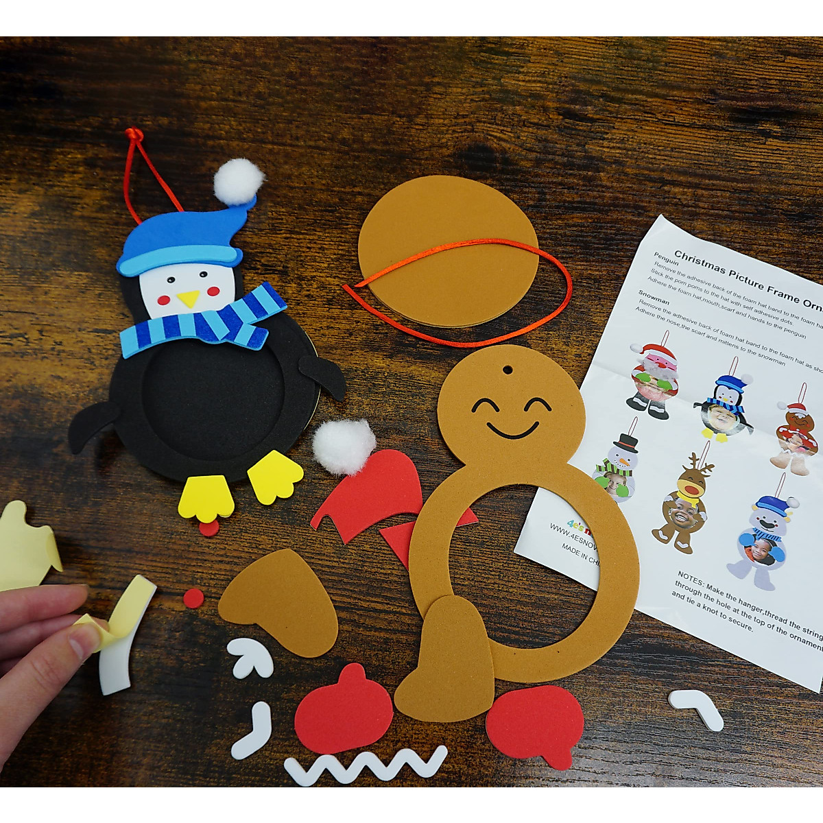 4E's Novelty Foam Kids Christmas Picture Frame Ornament Craft (12 Pack) Bulk Christmas Crafts for Kids Ages 4-8, 8-12 & Toddlers DIY Party Acitvity
