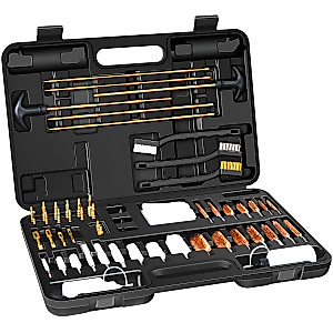 Universal Gun Cleaning Kit, Rifle Pistol Handgun Shotgun Shooting Gun Cleaning Kit Suitable for All Caliber, Cotton mop, Bronze Bore Brush, Brass Jag, Brass Slotted Tips, Nylon Brushes