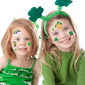 BROTOU 20 Sheets St. Patrick's Day Tattoos Stickers, Shamrock Tattoos Temporary Stickers, Irish St. Patrick's Day Parade and Favors Party Decorations