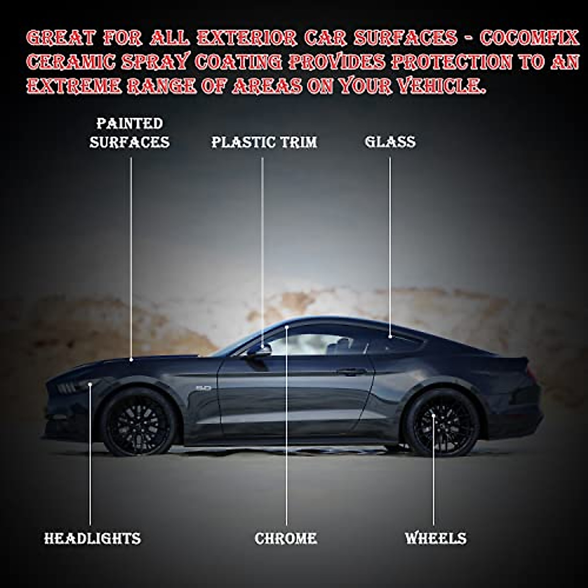 cocomfix Graphene Ceramic Coating Spray Kit, Ceramic Coating for Cars, Repels Road Grime, Adds Extreme Gloss, Shine & Protection. QUICK & EASY Application. Lasts for Over A Year. (10 oz)