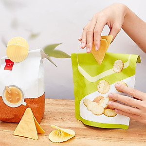 OLYCRAFT 14pcs 2 Styles Funny Chip Clips Plastic Potato Chip Clip Imitation Sealing Food Clips Potato Chip Bag Closure Clips for Kitchen Storage Snack Bags - Triangle & Oval
