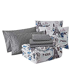 Geneva Home Fashion Cherie Blue Bed in a Bag Set, Queen