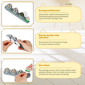 SINROBO Catnip Ball for Cats Wall, 4 Pack, Silvervine Balls, Edible Toys, Lick Safe Healthy Kitten Chew & Teeth Cleaning Dental Toys, Wall Treats (Grey)