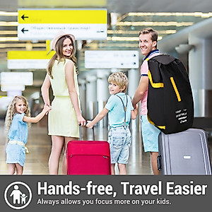 ProFaster Car Seat Travel Bag Backpack for Air Travel - Karfast Universal Infant Carseat Gate Check Bag Cover for Airplane, Foldable with Pouch, Yellow